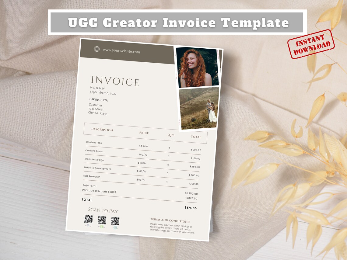 Invoice for Influencer Invoice Template UGC Creator UGC - Etsy
