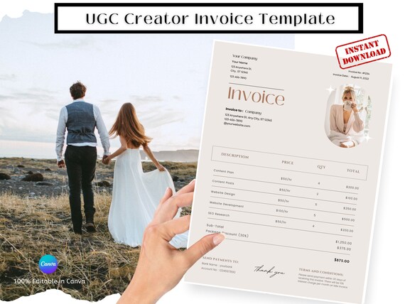 Invoice for Influencer Invoice Template UGC Creator UGC - Etsy