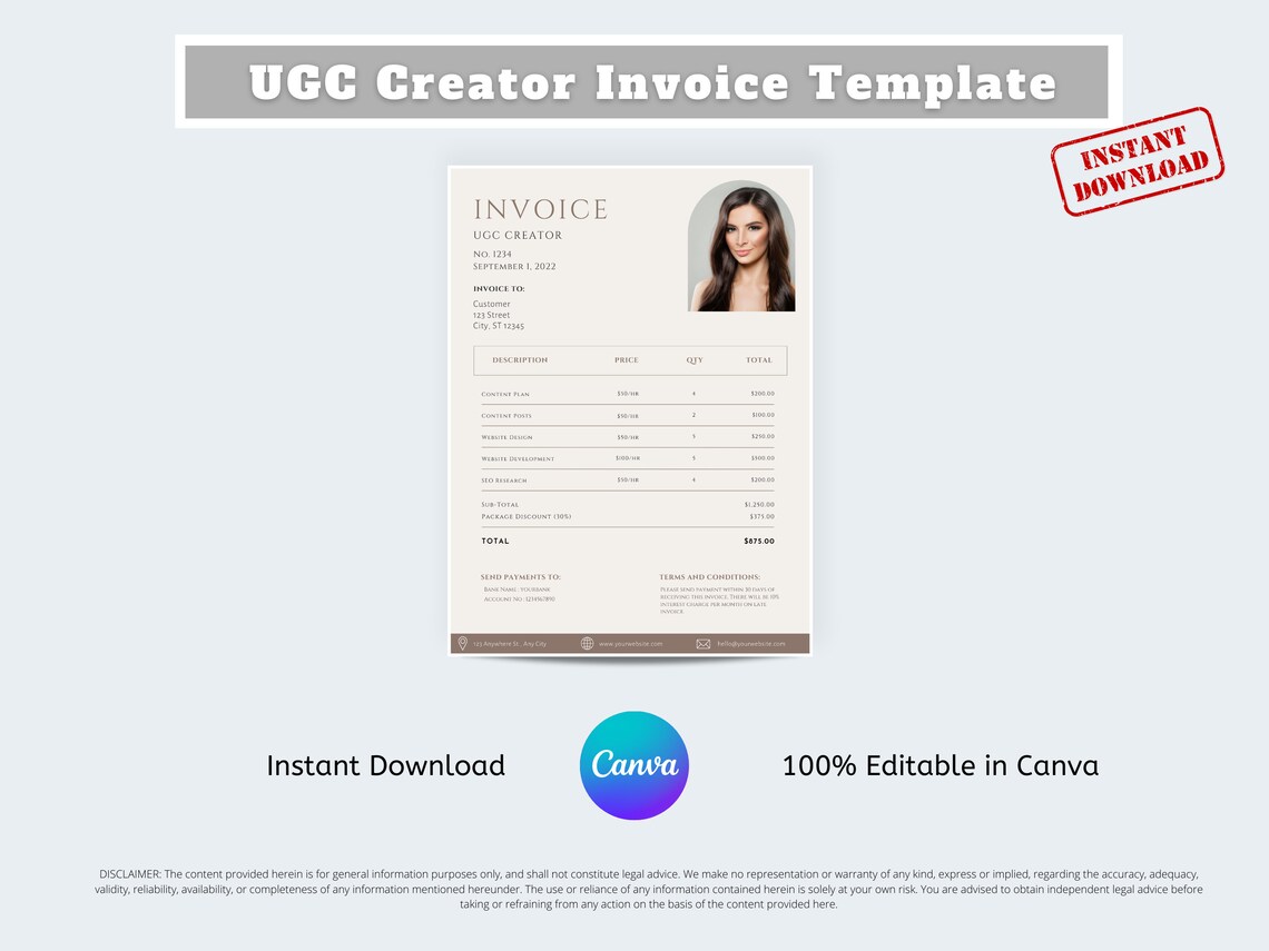 Invoice Template, Invoice, UGC Creator, Invoice Template Word, Invoice ...
