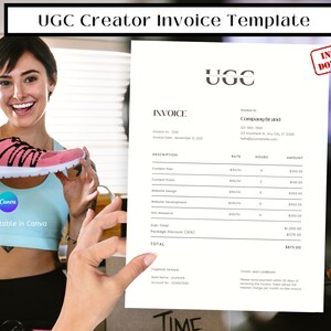 Invoice for Influencer, Invoice Template, UGC Creator, UGC, Invoice for ...