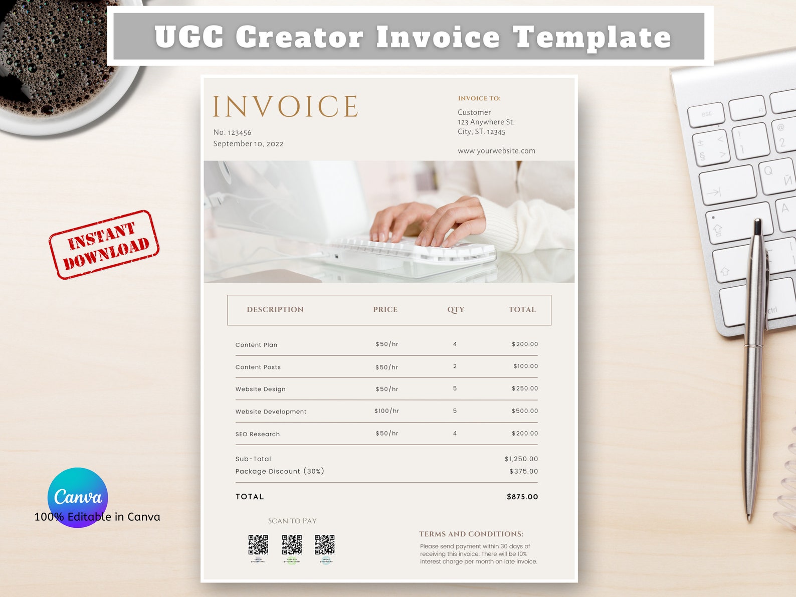 UGC Creator Invoice Template, UGC, UCG Payment Agreement, User ...