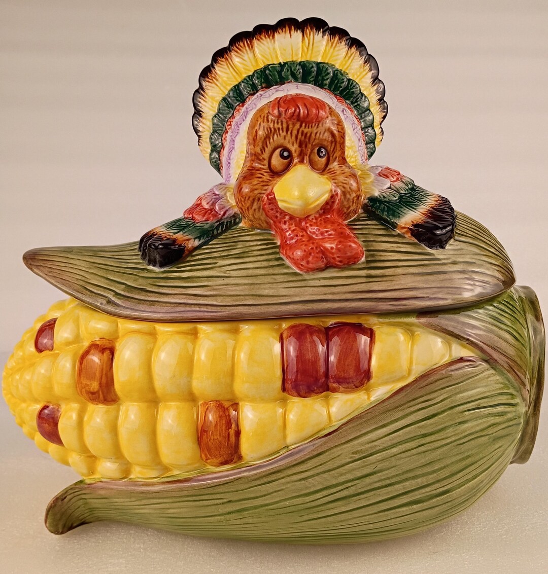 Thanksgiving Turkey on A Ear of Corn Cookie Jar - Etsy