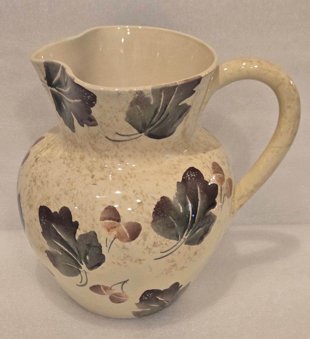 Sole Di Toscana Pitcher Hand Painted Italy Autumn Leaves Acorns Large ...