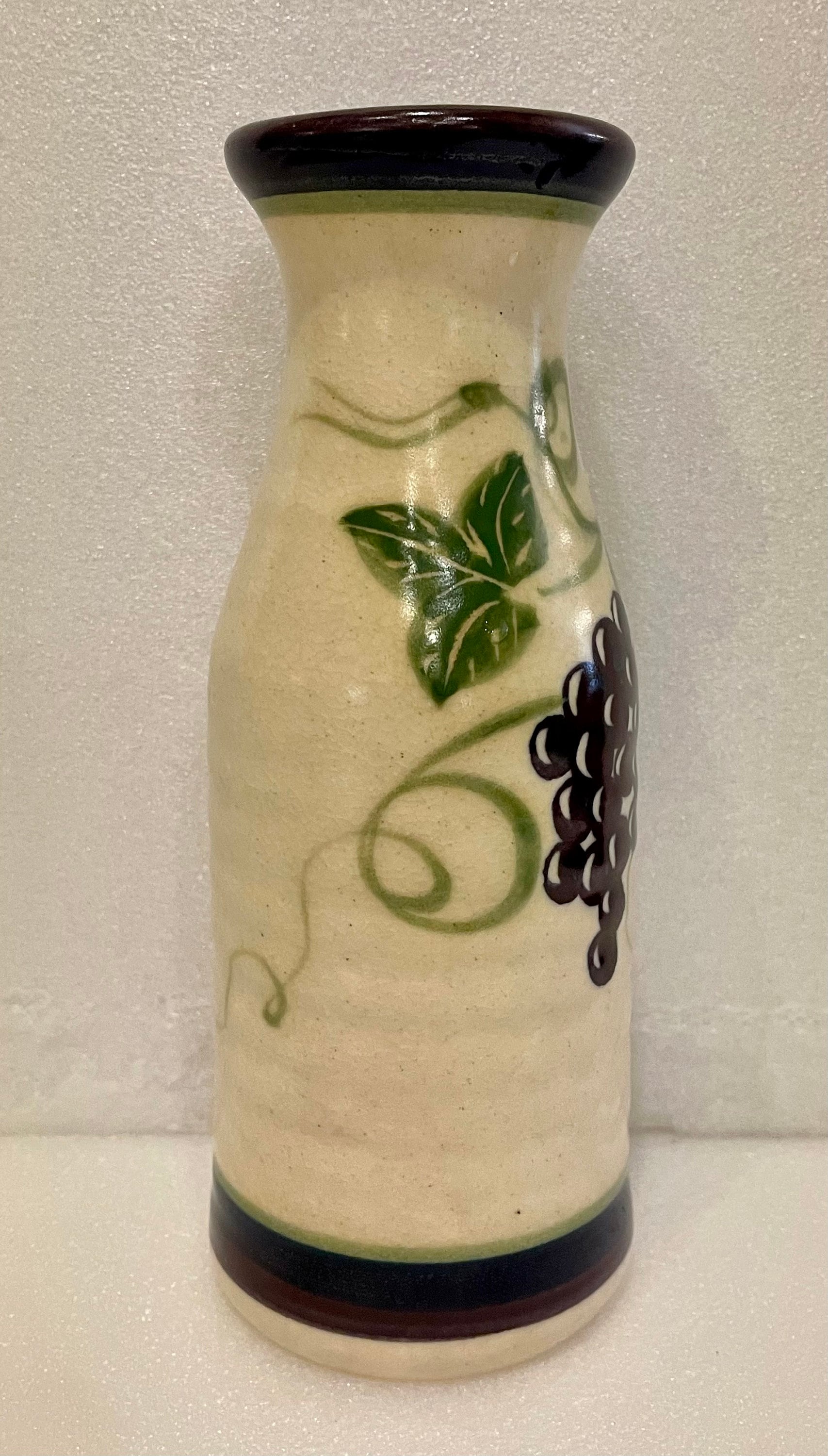 Glazed Pottery Half Wine Carafe or Vase Grape and Vines Motif - Etsy