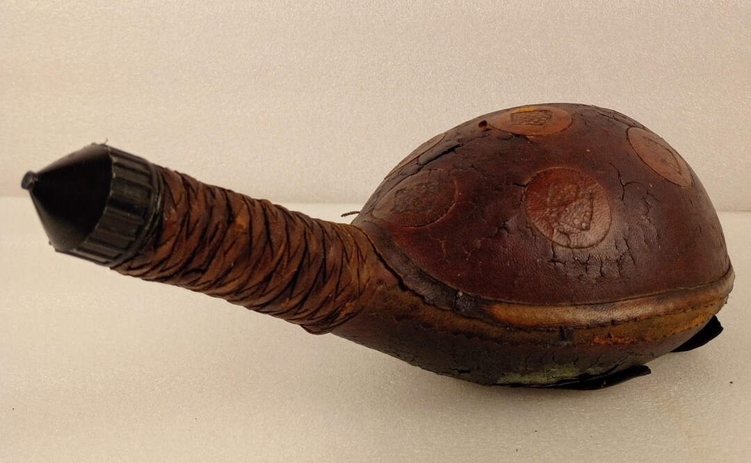 Vintage Italian Leather Wrapped Turtle Bottle Hand Crafted Made Italy ...