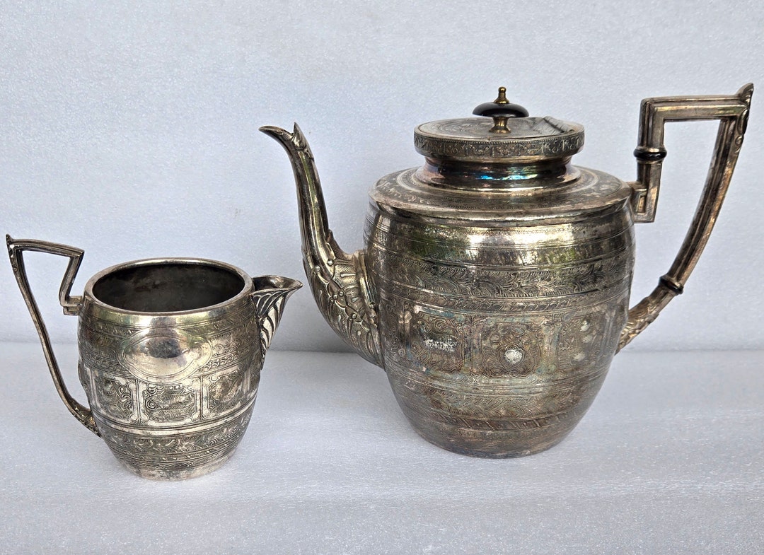 Antique EPBM Silverplate Teapot and Creamer Set: Sheffield, C1900 - Etsy