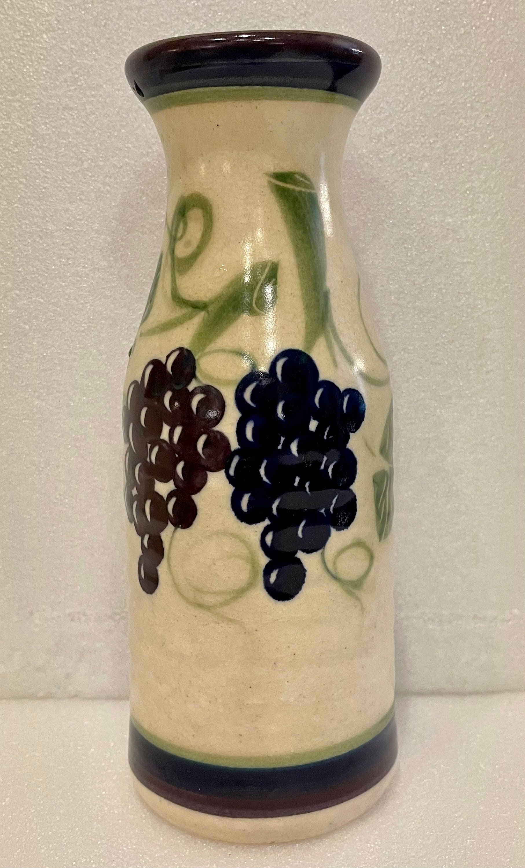 Glazed Pottery Half Wine Carafe or Vase Grape and Vines Motif - Etsy