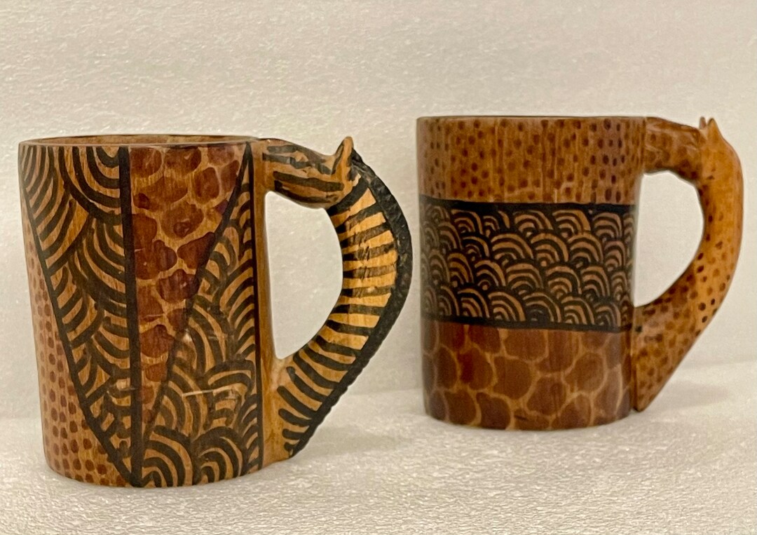Two Wood Mugs From Carroll O’conner Archie Bunker Estate Hand Carved ...