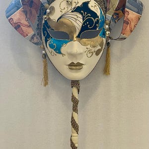 Authentic Venetian Full Face Hand Painted Mask Mardi Gra Carnival ...