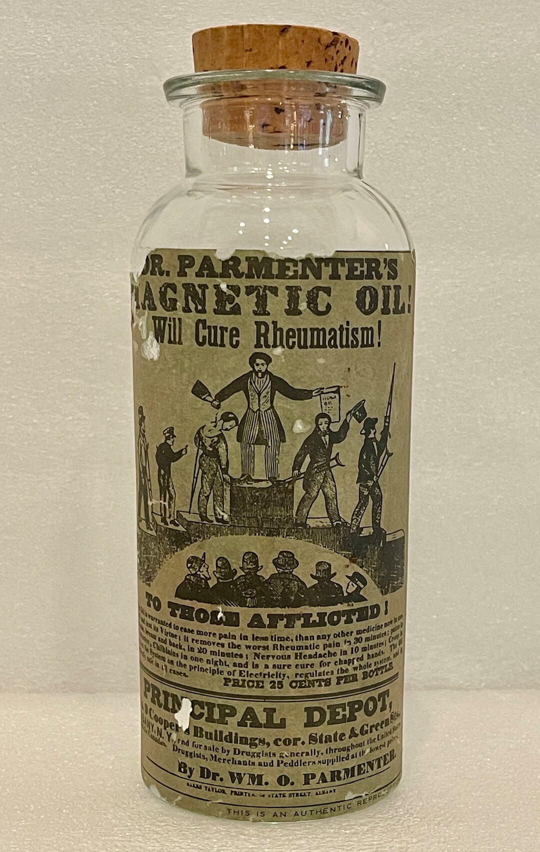 Dr Parmenter's Magnetic Oil Glass Bottle With Cork T.C.W. Co. Authentic ...