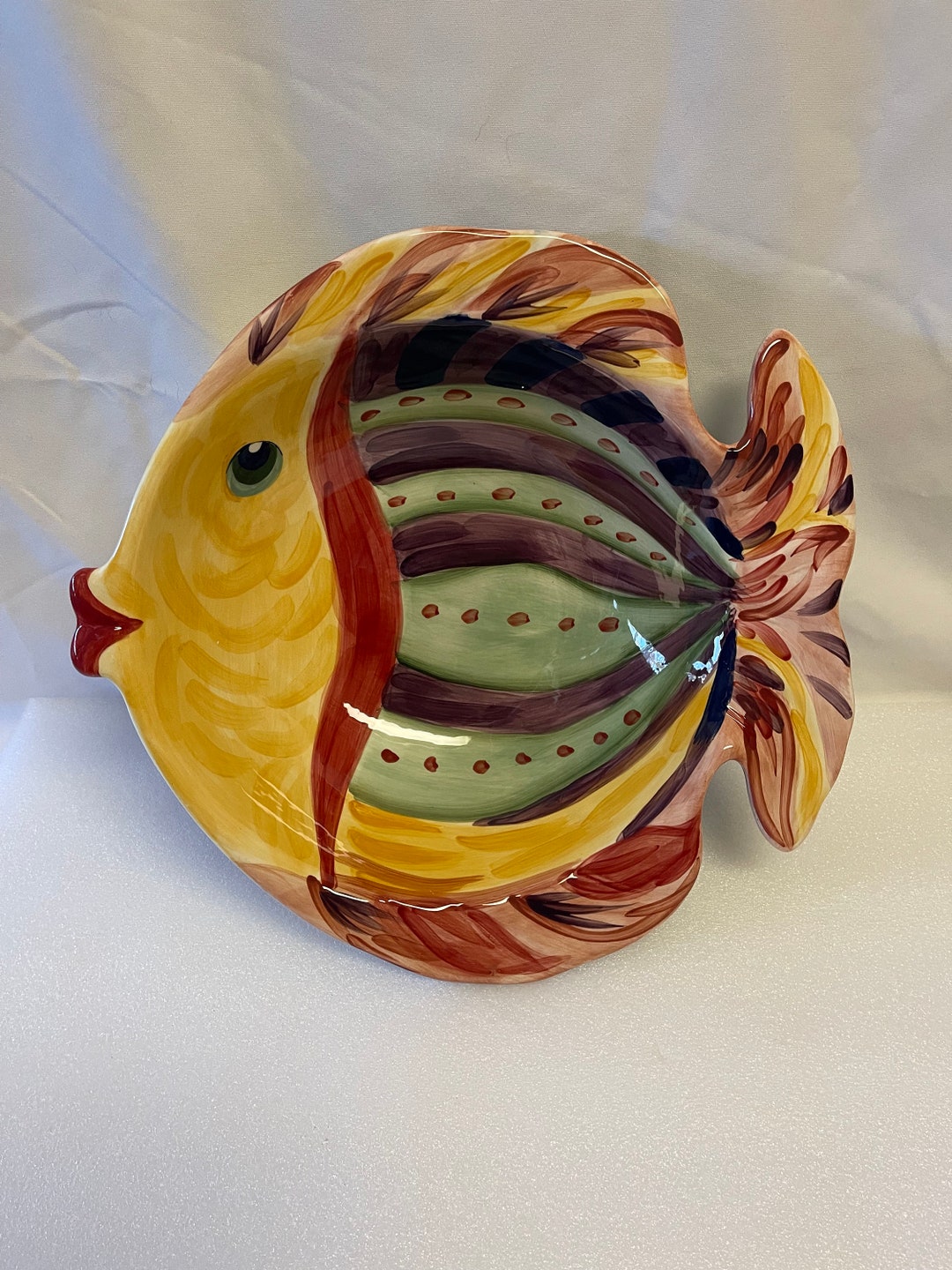 Dario Farrucci Designs Hand Painted Large Abstract Fish Center Piece ...