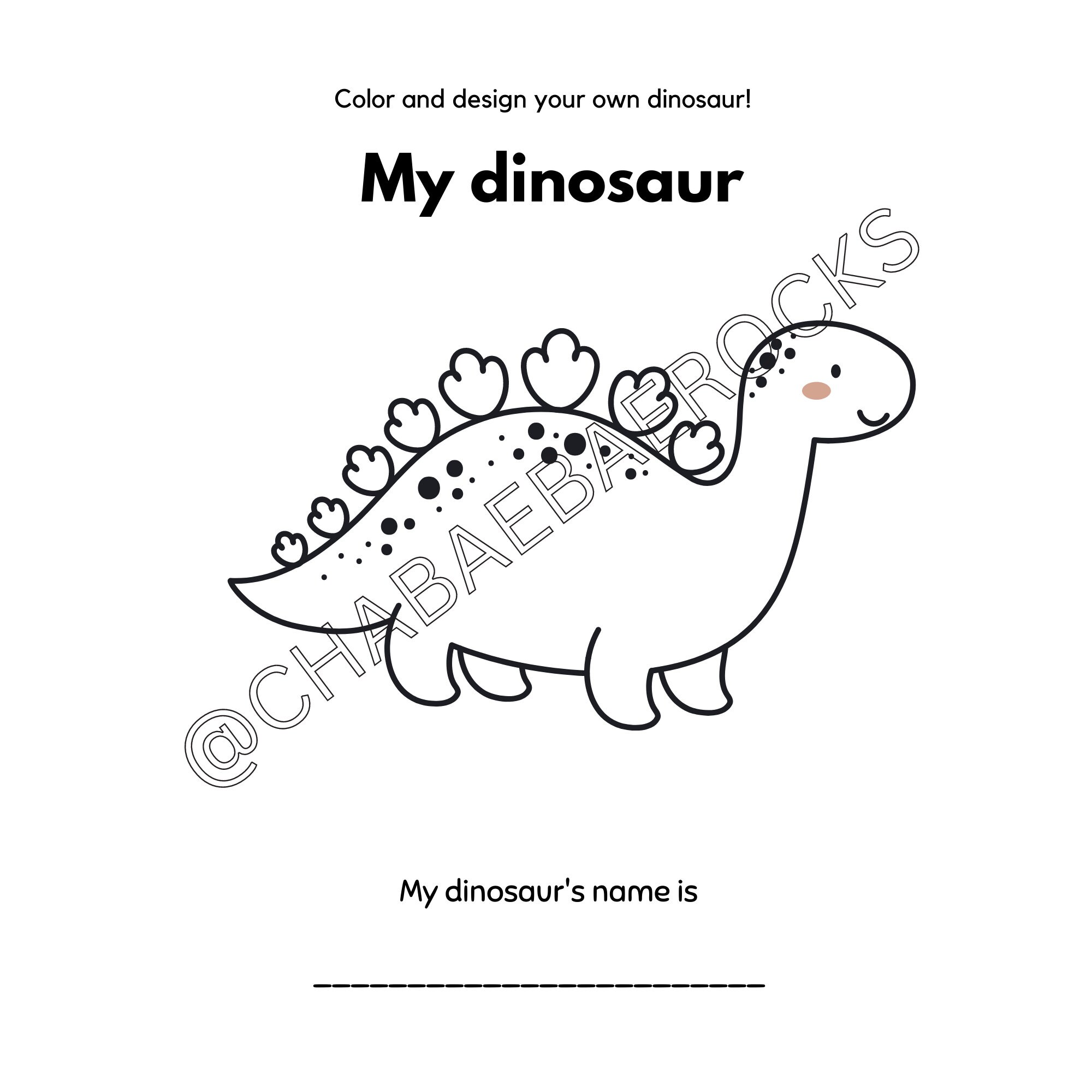 Color & Design Your Own Dinosaur, Coloring Pages for Kids, Cute Dino ...