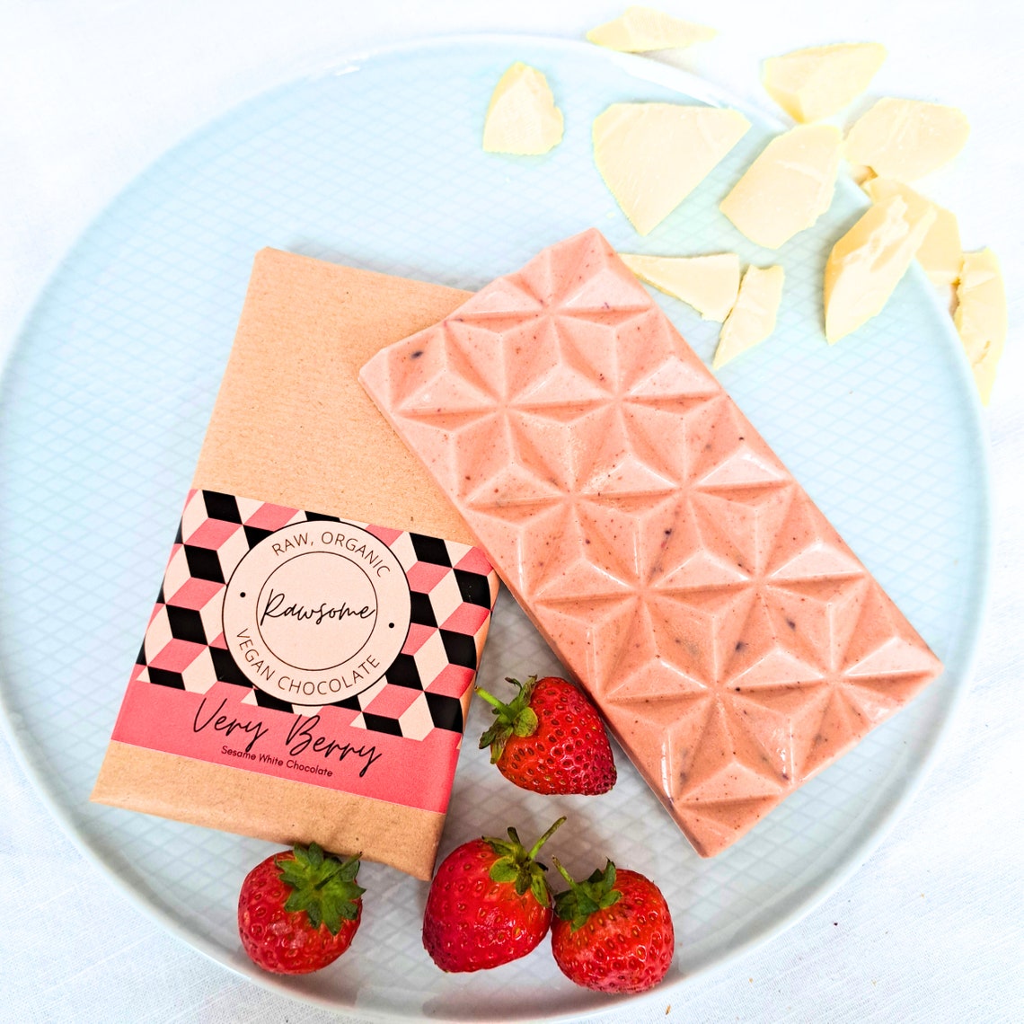 Very Berry Chocolate Bar, Vegan White Chocolate, Bean to Bar, Artisan ...