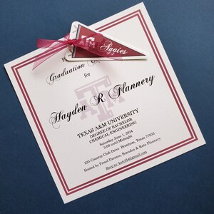 Texas A&M Personalized Invitation/announcement FLAT 6x6 Card - Etsy