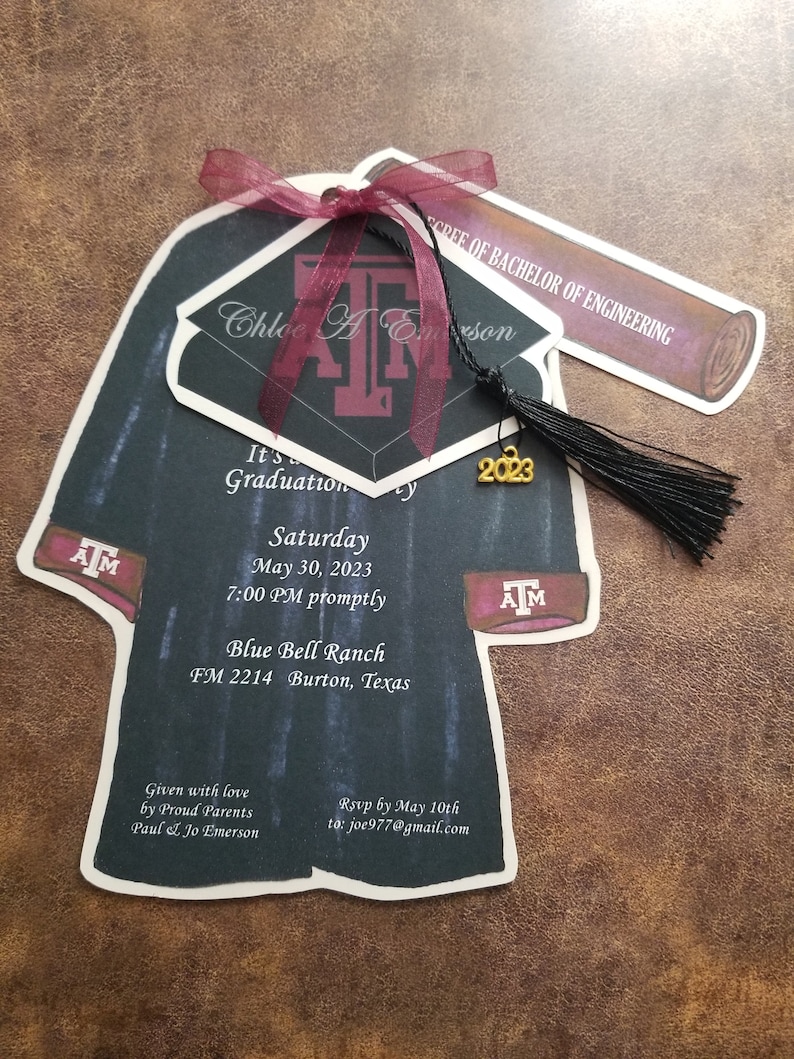 TAMU Personalized Cap and Gown Invitation - Etsy