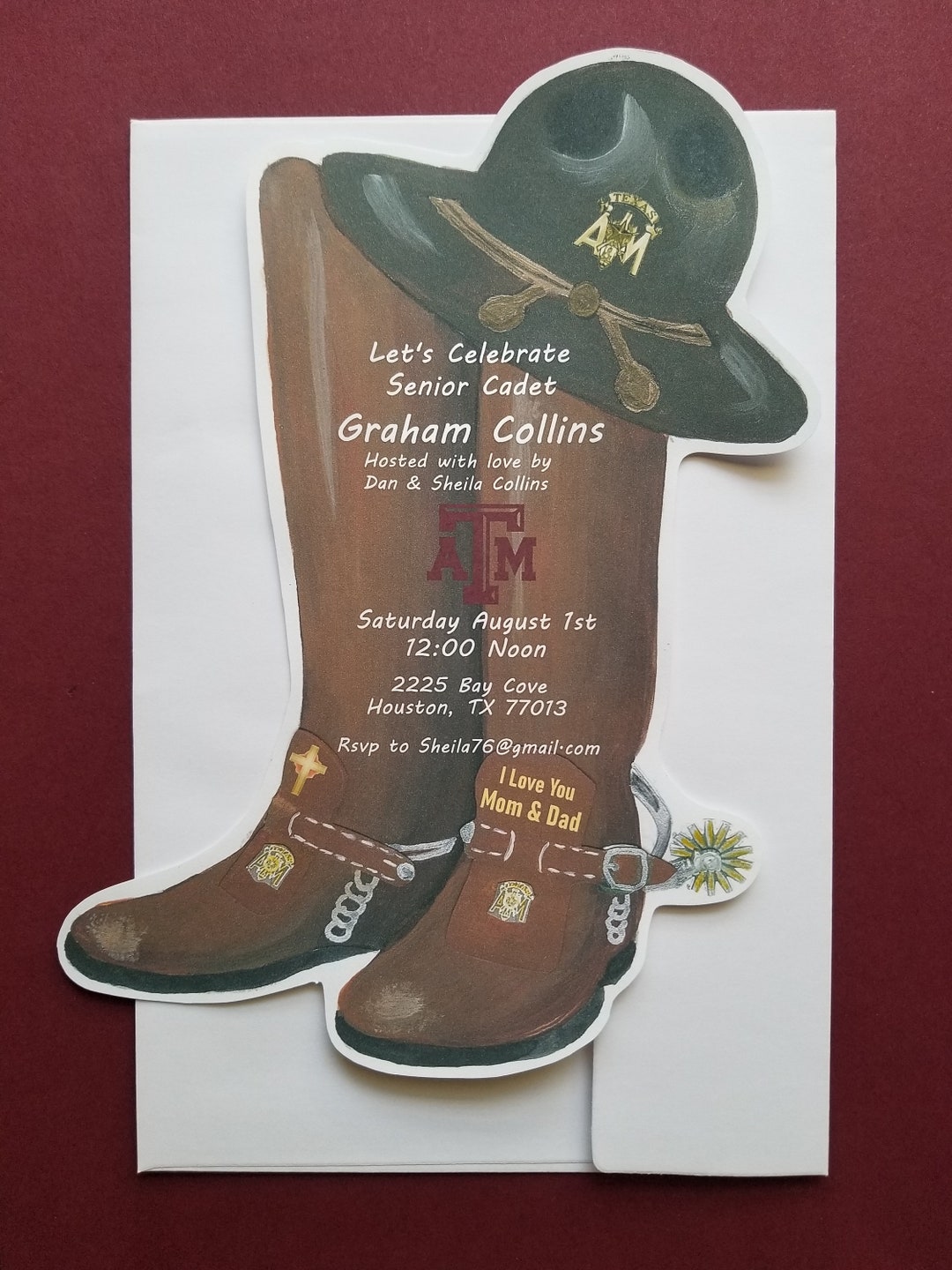 Aggie Corps of Cadets Senior Boots Invitation/announcement Card With ...