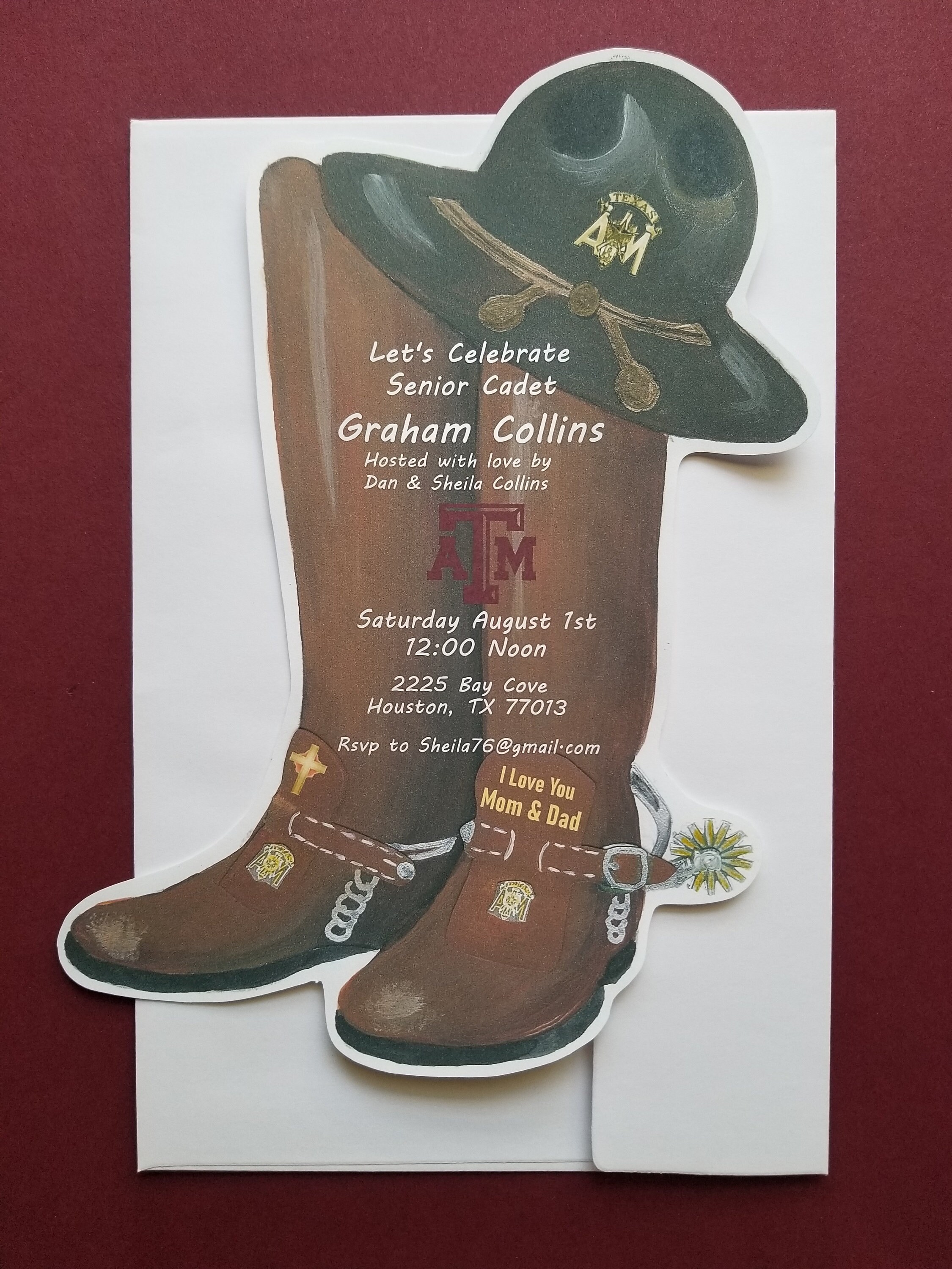 Aggie Corps of Cadets Senior Boots Invitation/announcement Card With ...