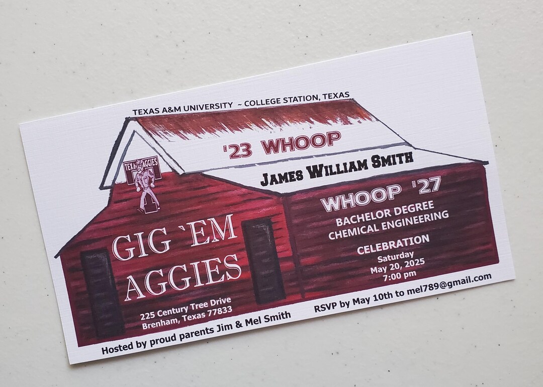 Aggie Barn Invitation/announcement Personalized Card - Etsy