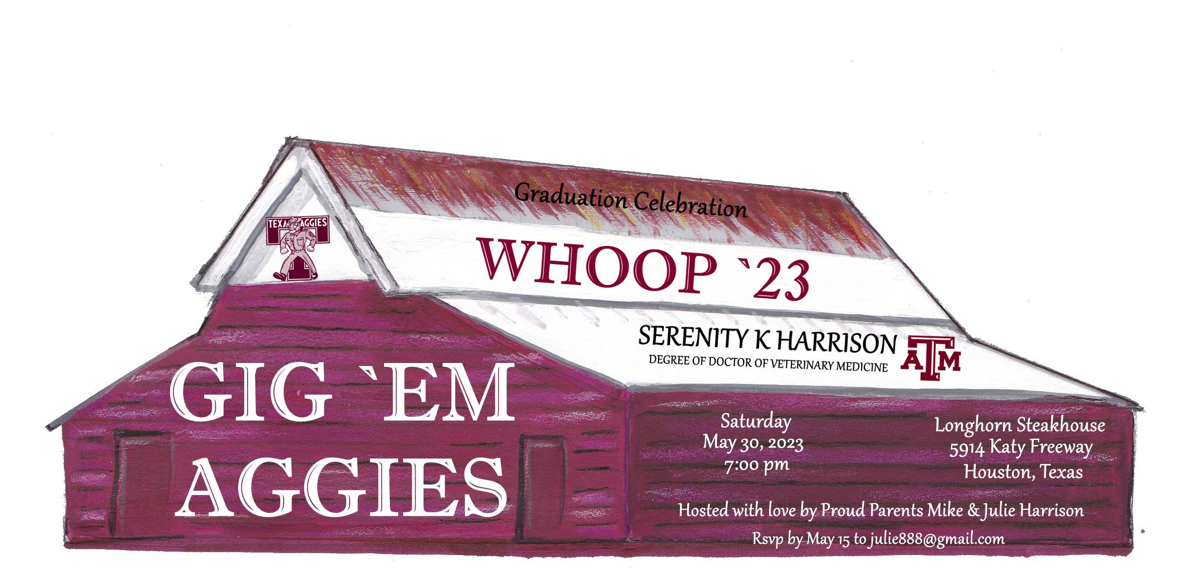 Aggie Barn Invitationannouncement Personalized Card Etsy