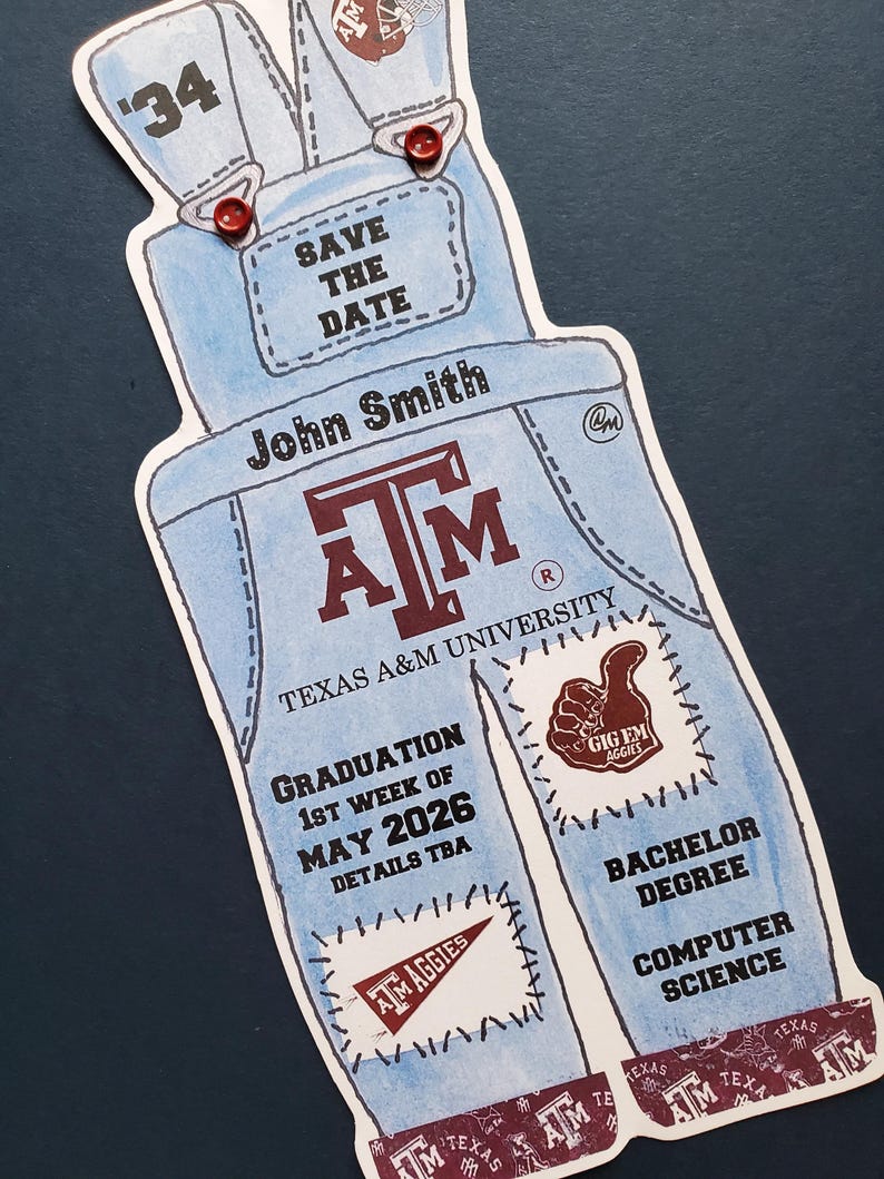 Aggie Yell Leader Invitation/announcement Card - Etsy