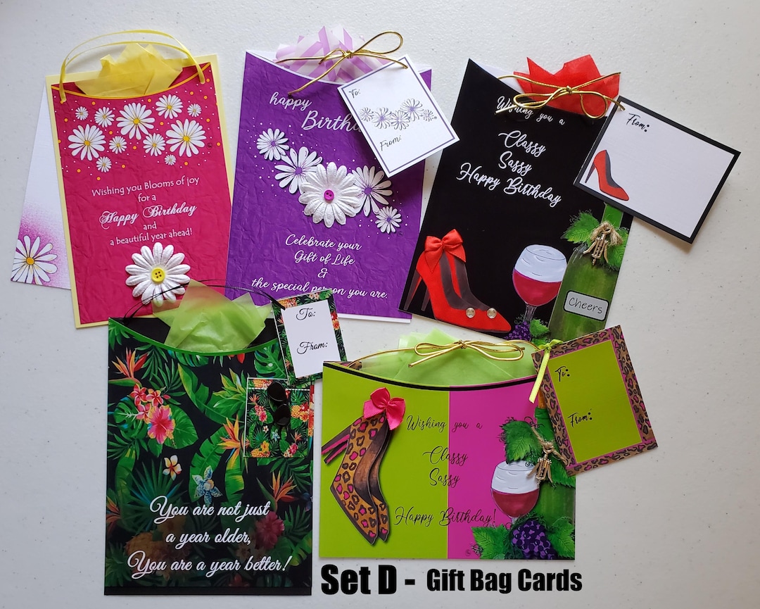 Gift Bag Birthday Card Set - Etsy