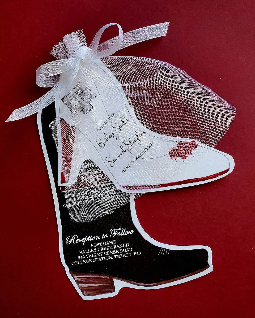 AGGIE Rustic & Lace Wedding Invitation With RSVP - Etsy