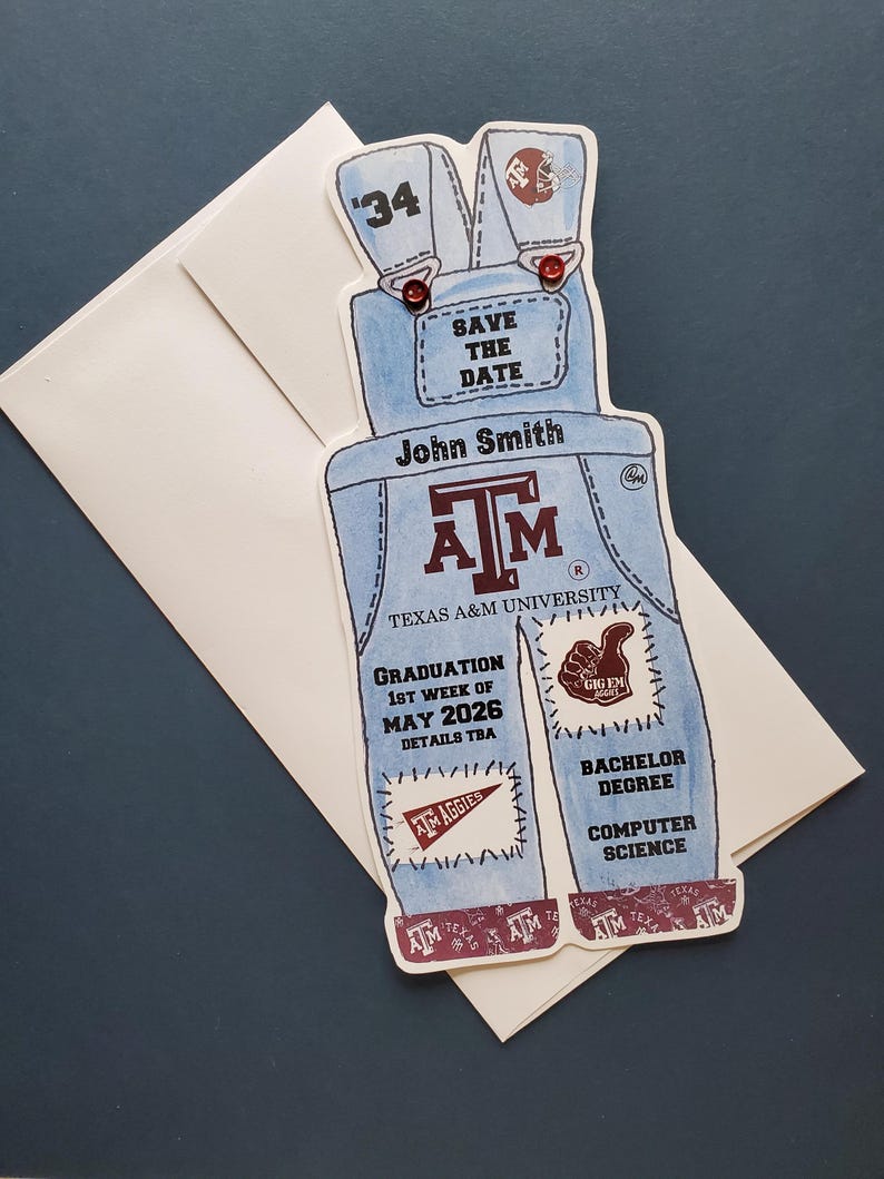 Aggie Yell Leader Invitation/announcement Card - Etsy
