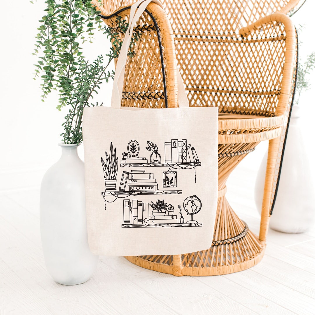 Book Tote Bag, Book Shelf Tote Bag, Bookish Tote Bag, Book Lovers Gift ...