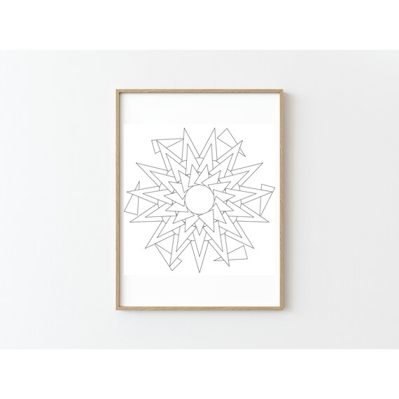 INSTANT DOWNLOAD Triangle Mandala Design Wall Art Coloring - Etsy