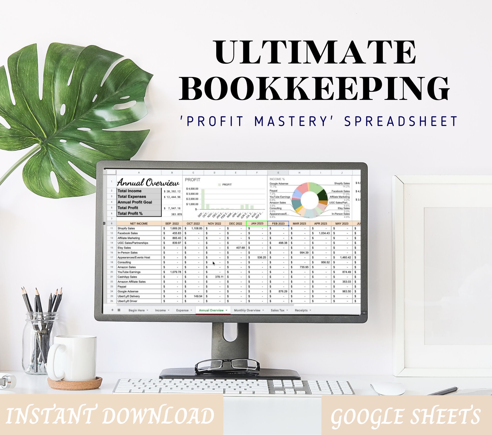 Ultimate Bookkeeping Profit Mastery Spreadsheet Small Business ...