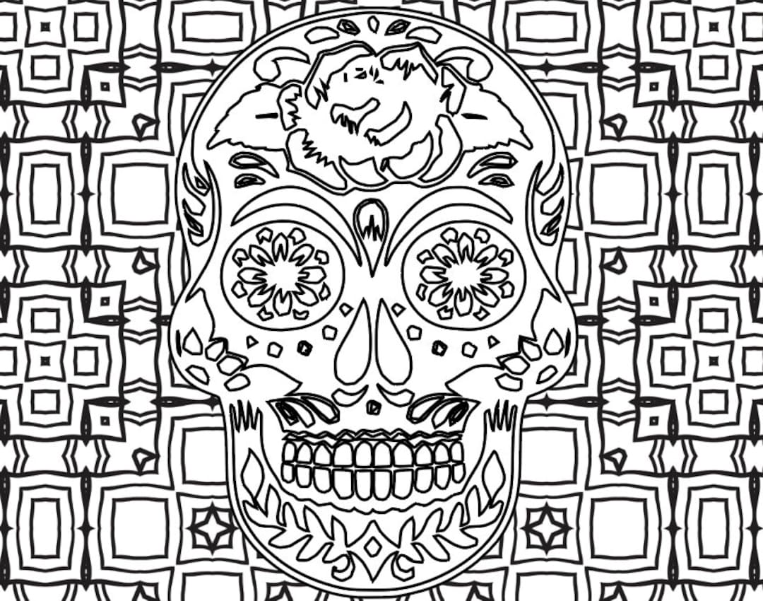Sugar Skull Coloring Page - Etsy
