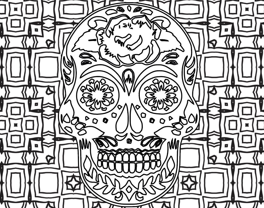 Sugar Skull Coloring Page - Etsy