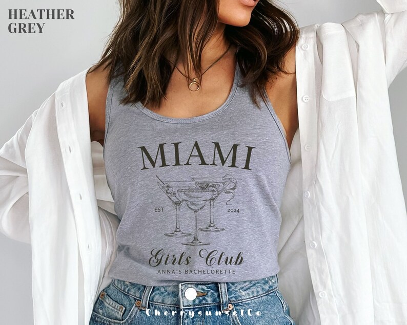 Bachelorette Party Tank Tops, Miami Bach Party, Custom Bridal Shower ...