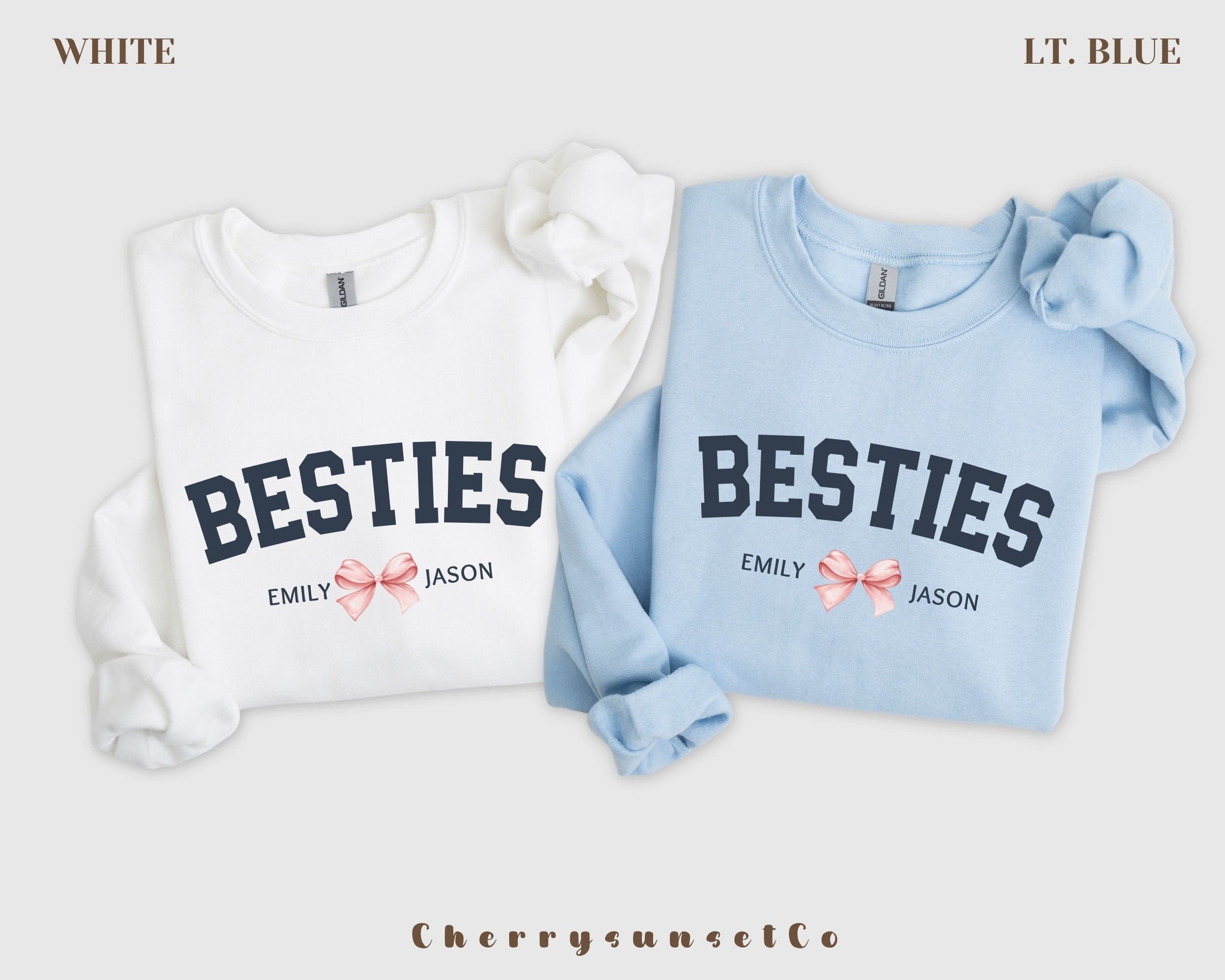 Personalized Besties Sweatshirts, Bow Customized Matching Best Friend ...