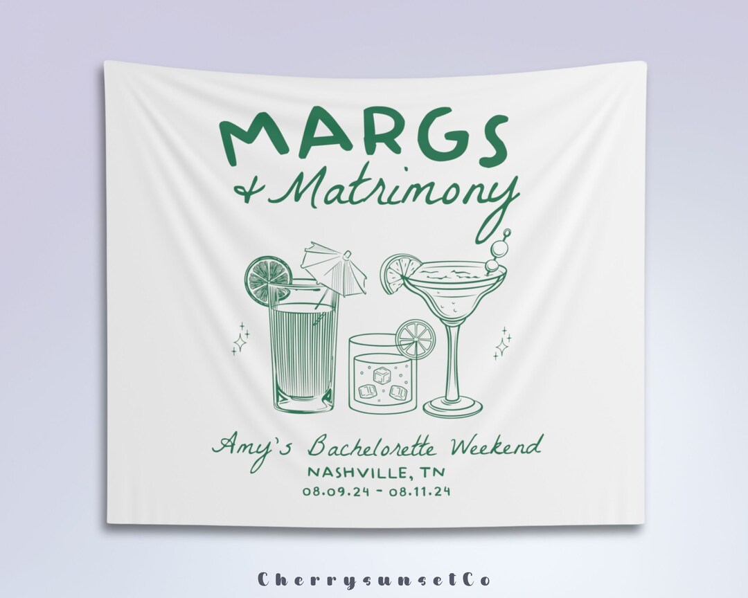 Custom Margs and Matrimony Banner Tapestry, Fiesta Bridal Shower Banner ...