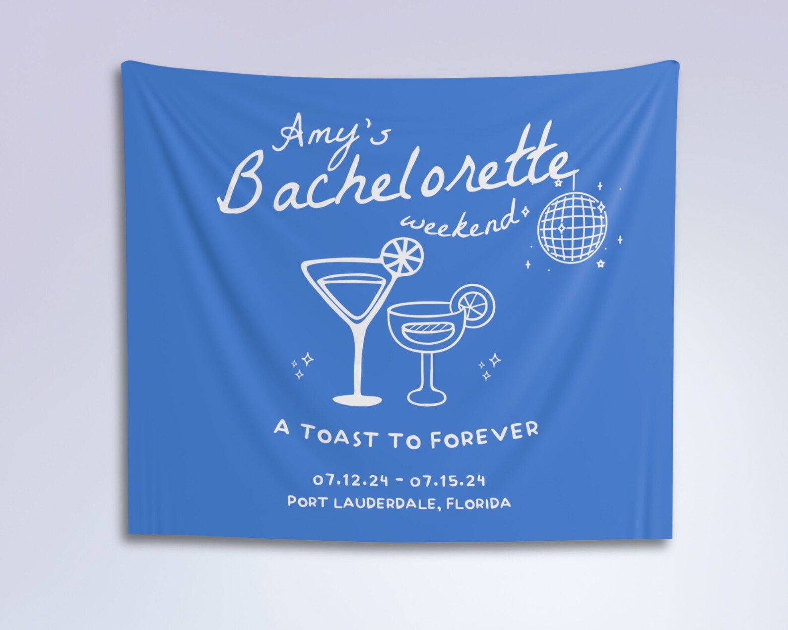 Custom Bachelorette Party Tapestry Banner: 'A Toast to Forever' Decor ...