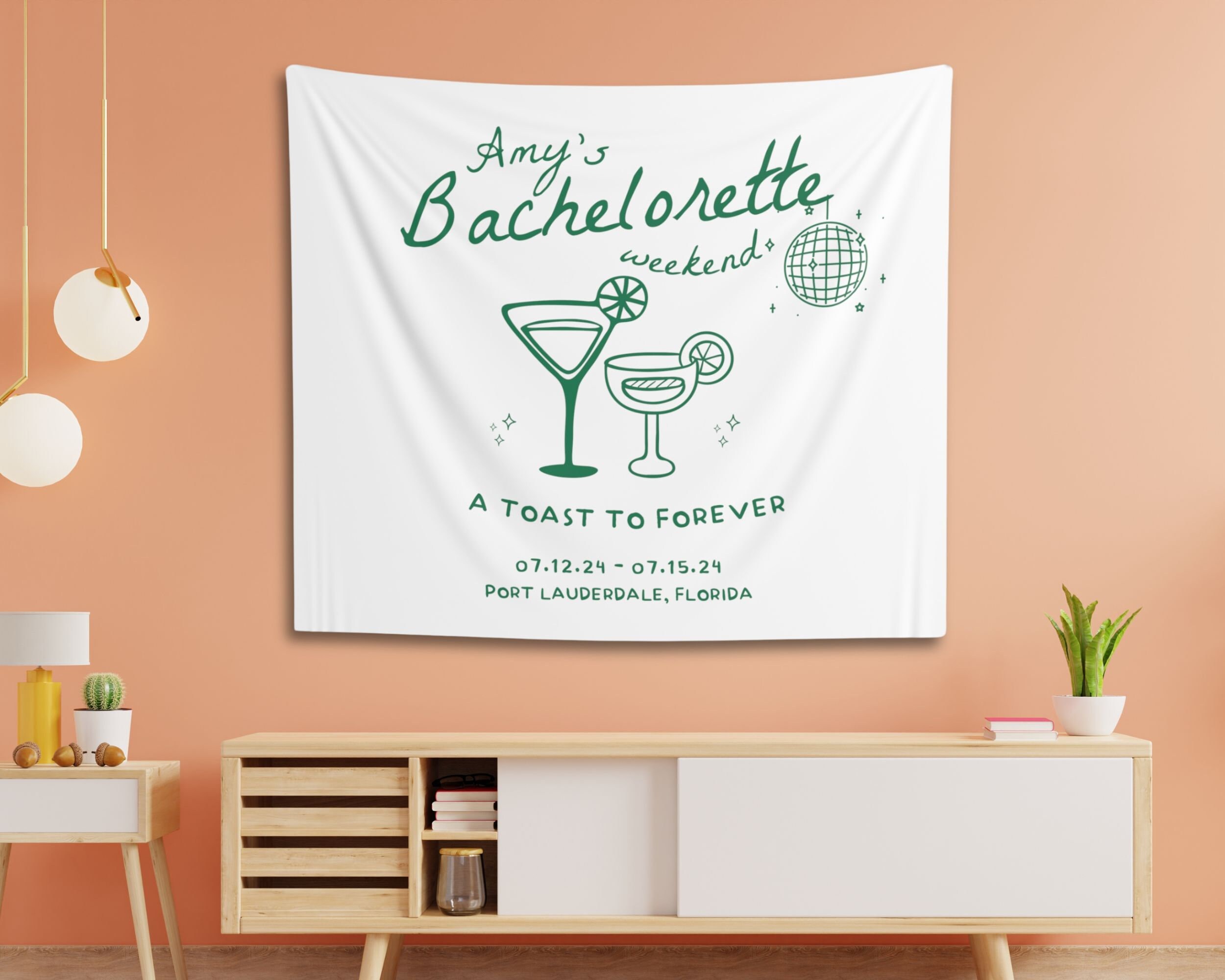 Custom Bachelorette Party Tapestry Banner: 'A Toast to Forever' Decor ...