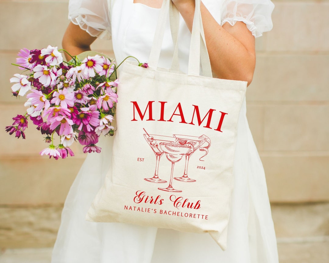 Miami Bachelorette Tote Bag: Custom Bridal Shower Favor - Etsy