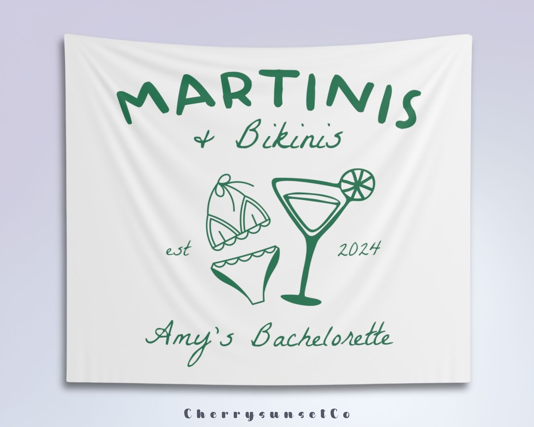 Martinis and Bikinis Bachelorette Party Backdrop Personalized Coastal ...