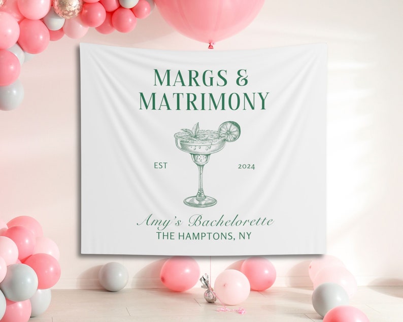 Custom Margs and Matrimony Banner Tapestry, Fiesta Bridal Shower Banner ...