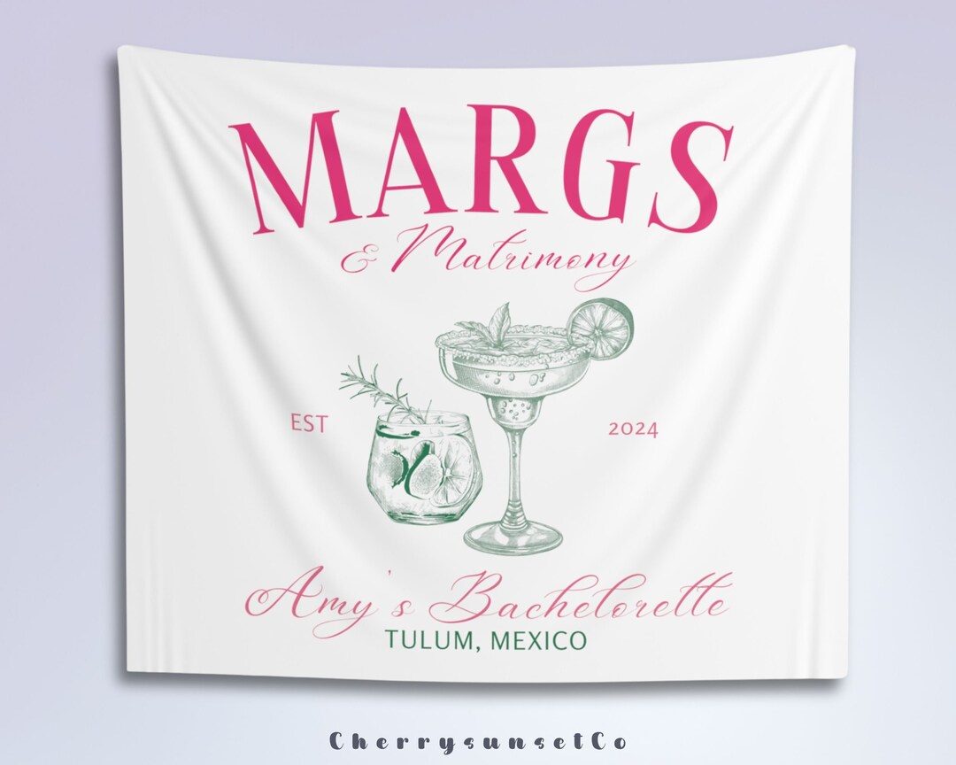Custom Margs and Matrimony Banner Tapestry, Fiesta Bridal Shower Banner ...