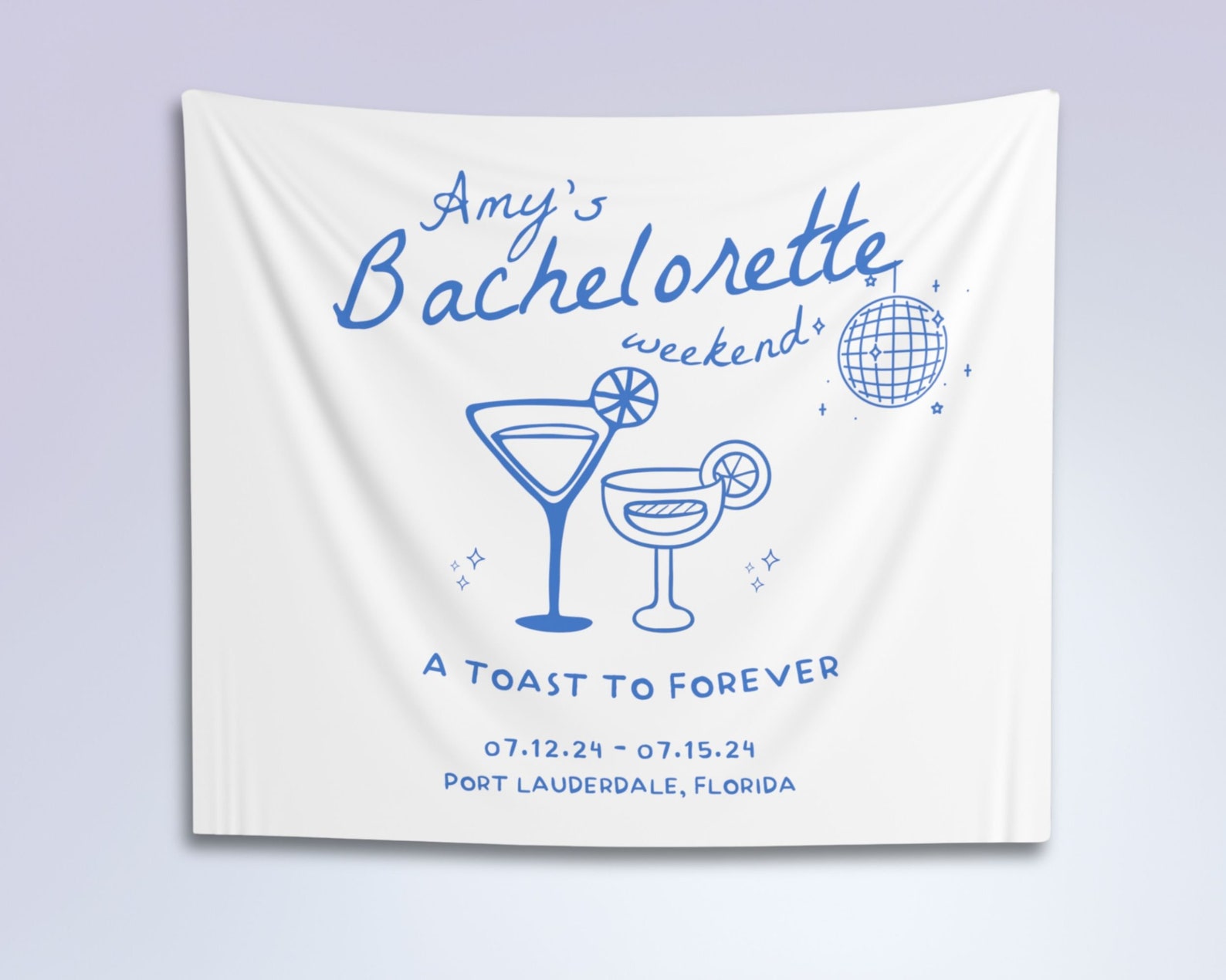 Custom Bachelorette Party Tapestry Banner: 'A Toast to Forever' Decor ...