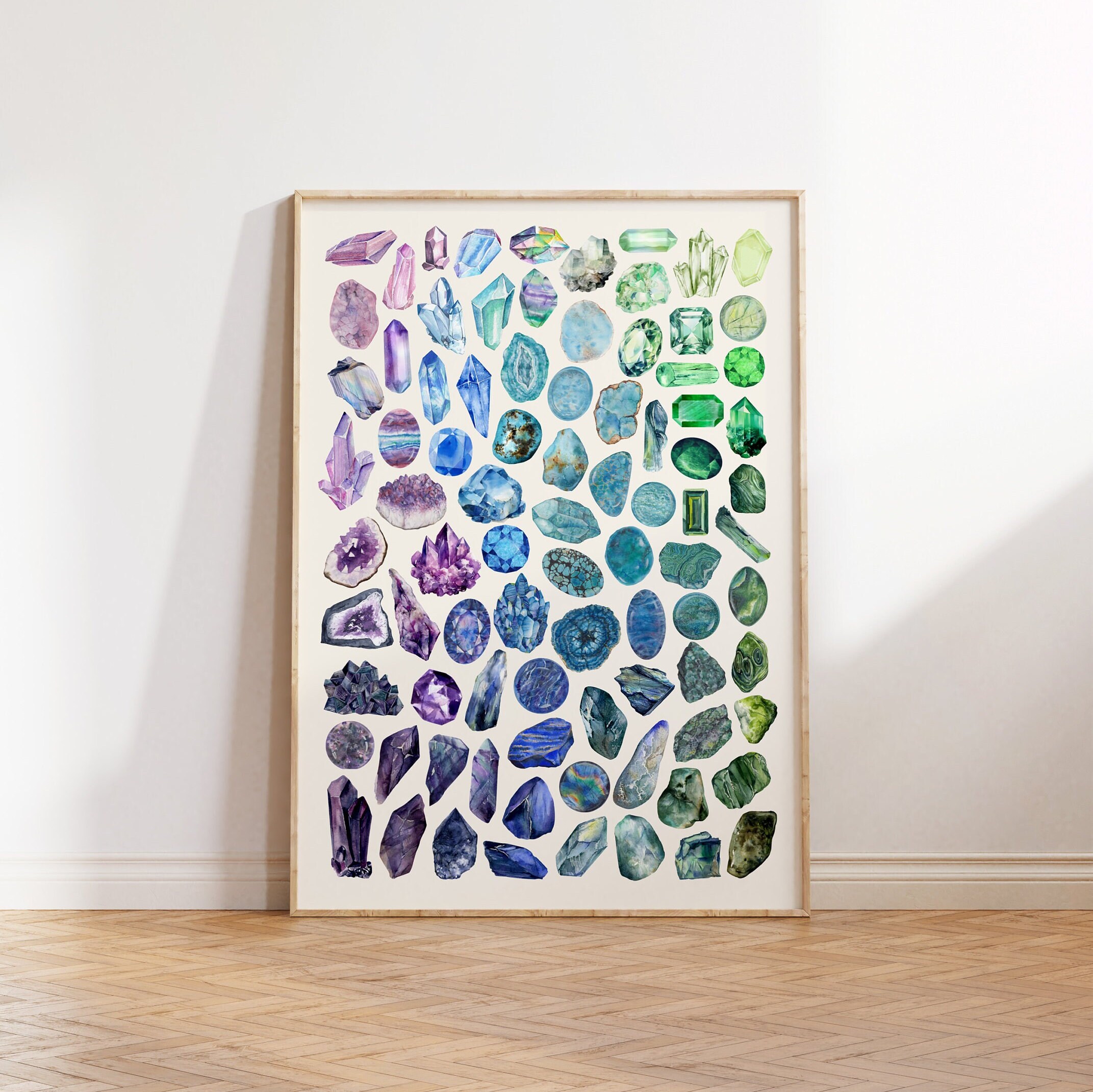 Printable Watercolor Minerals, Crystals & Gemstone Print Digital ...