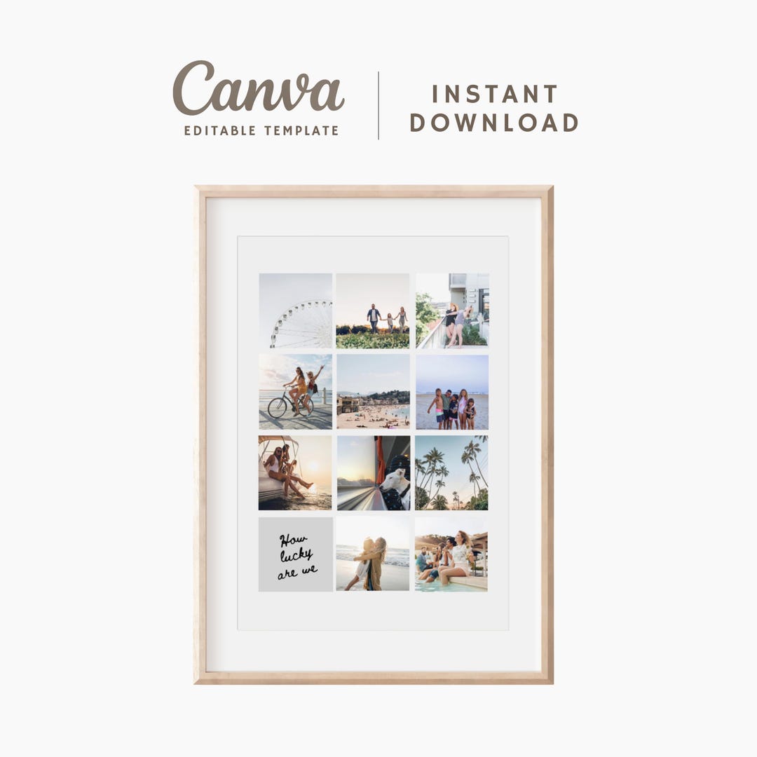 11 Photo Collage Canva Template Layout - How Lucky Are We - Editable ...