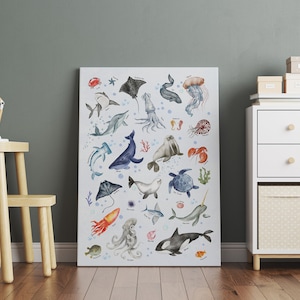 Sea Animals Poster, Ocean Animals Wall Décor, Marine Animals Print ...