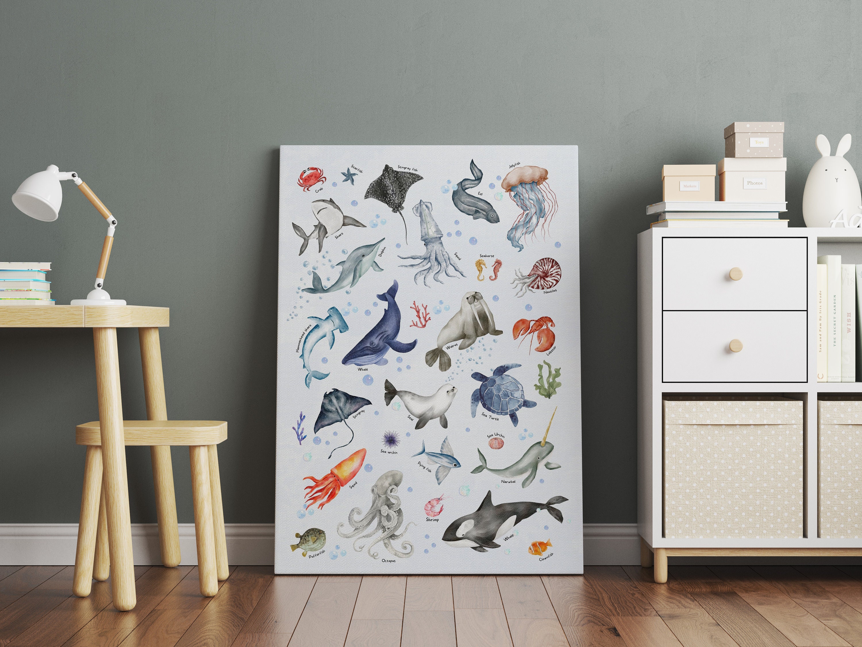 Sea Animals Poster, Ocean Animals Wall Décor, Marine Animals Print ...