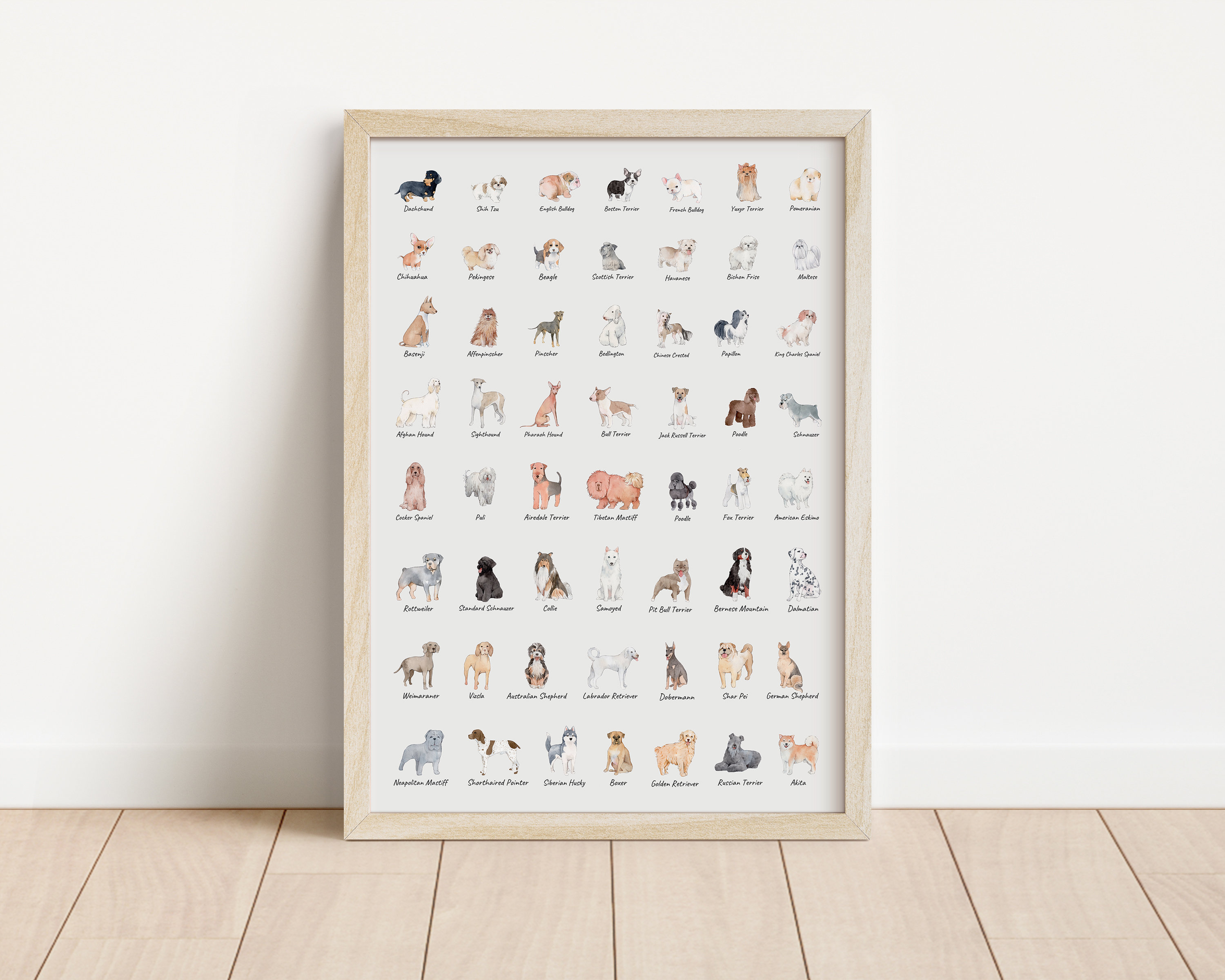 Razas de perros descargables Impresión Archivo digital, Arte de pared ...