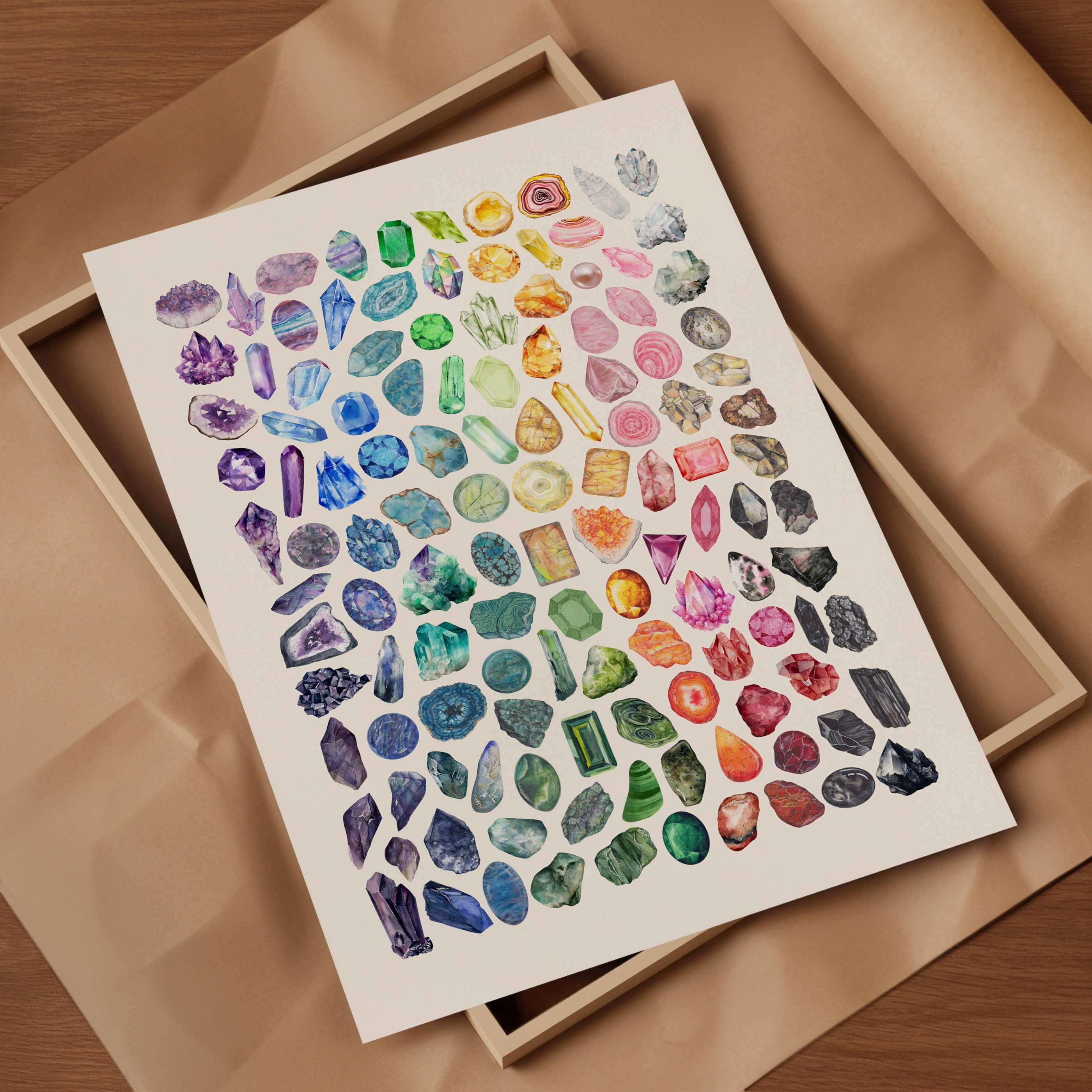 Digital Download Colorful Watercolor Gemstone Print, Minerals & Crystal ...