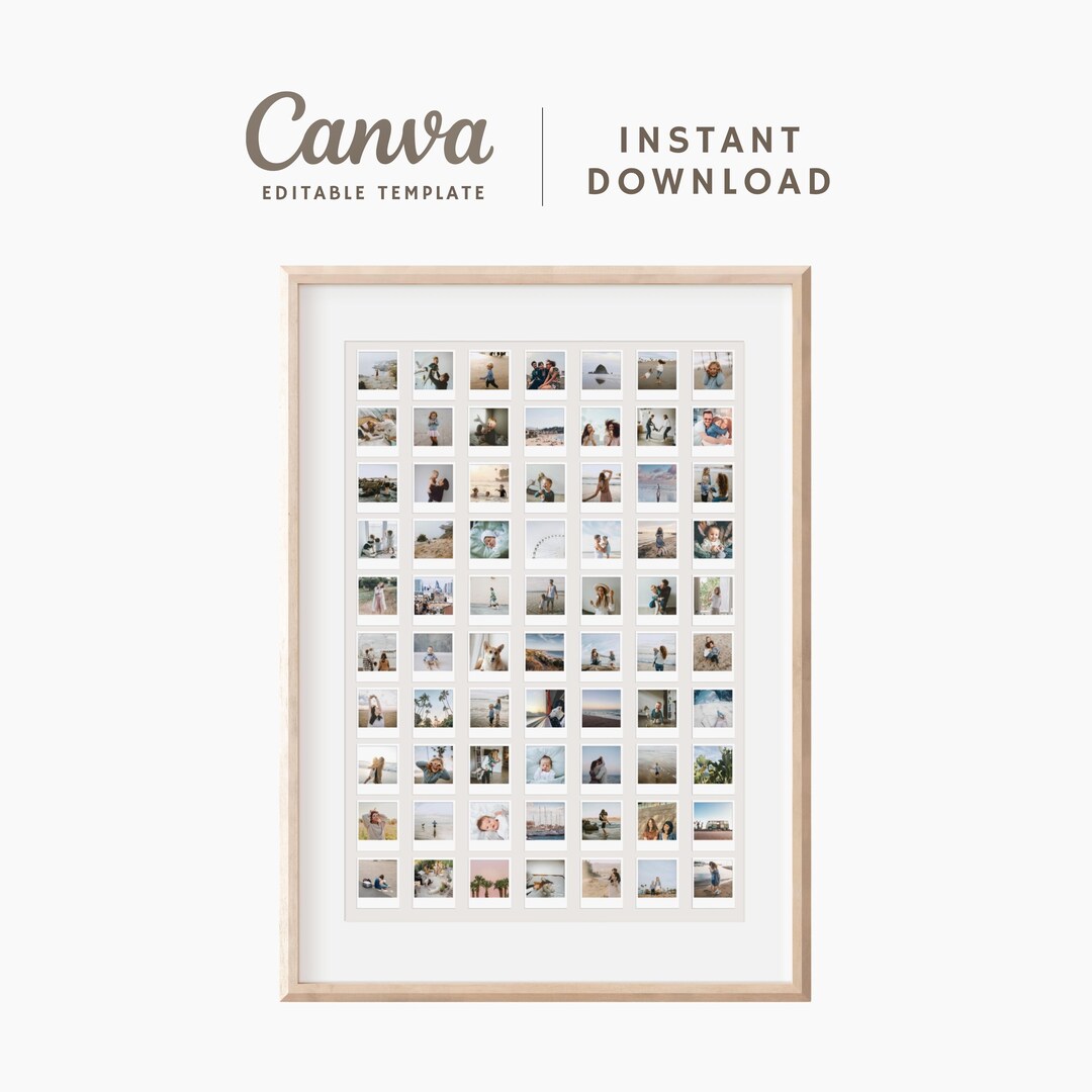 70 Photos - Polaroid Style Photo Collage Canva Template Layout ...
