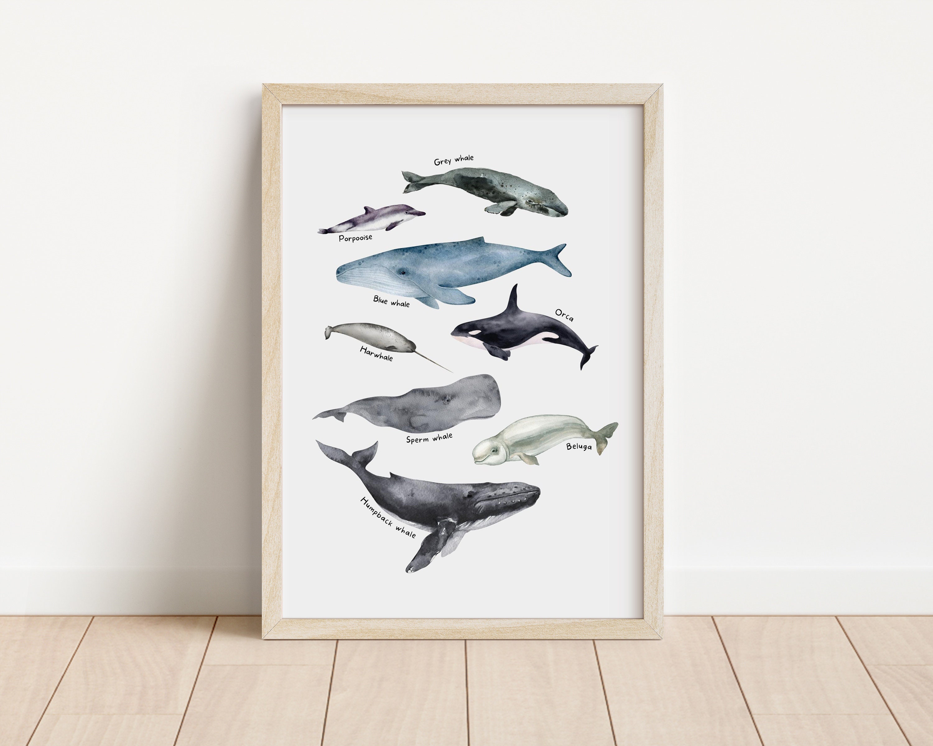 Whale Print, Ocean Mammals Poster, Printable Wall Art for Kids ...